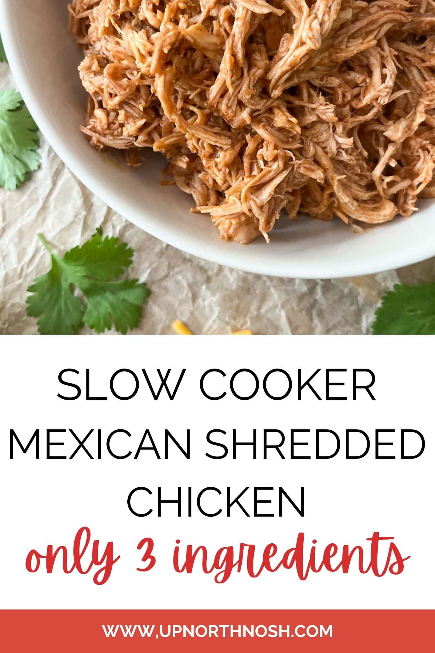 3 Ingredient Slow Cooker Mexican Shredded Chicken - Up North Nosh