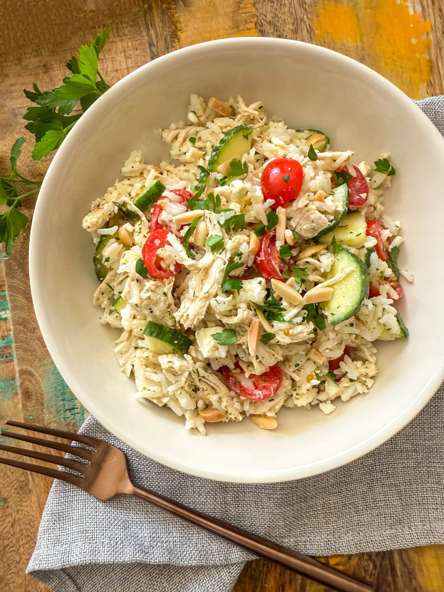 Mediterranean Chicken and Rice Salad - Up North Nosh